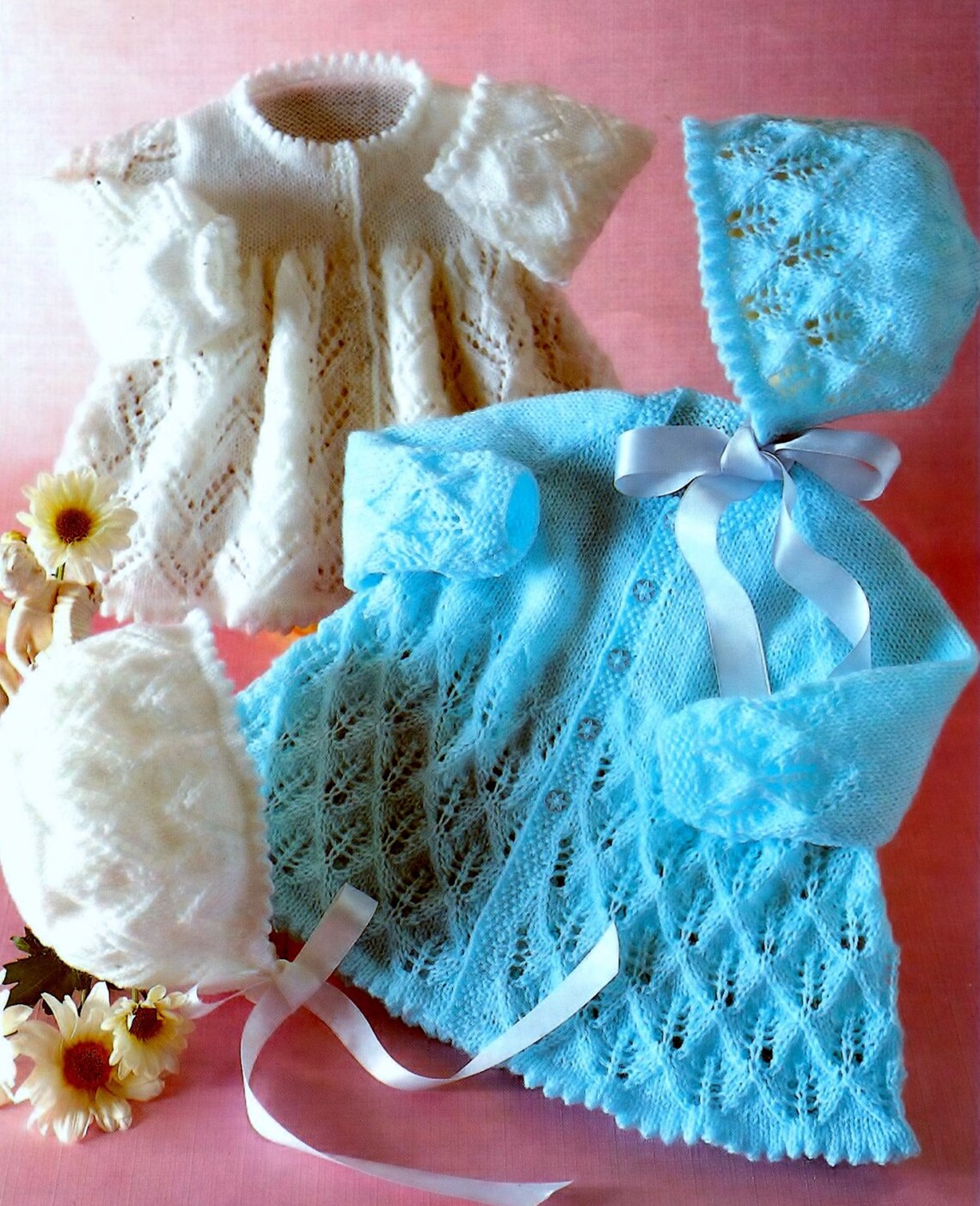 Baby Matinee Jackets and Bonnet 2 Styles B 3 & 4 ply for sizes - Etsy ...