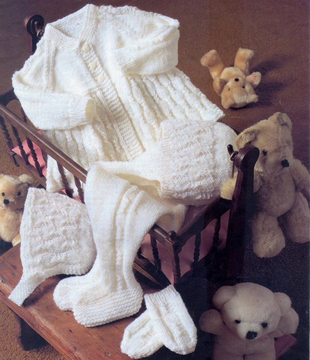 Baby Pram Set of Leggings Coat Bonnet & Helmet in DK 8 Ply - Etsy UK