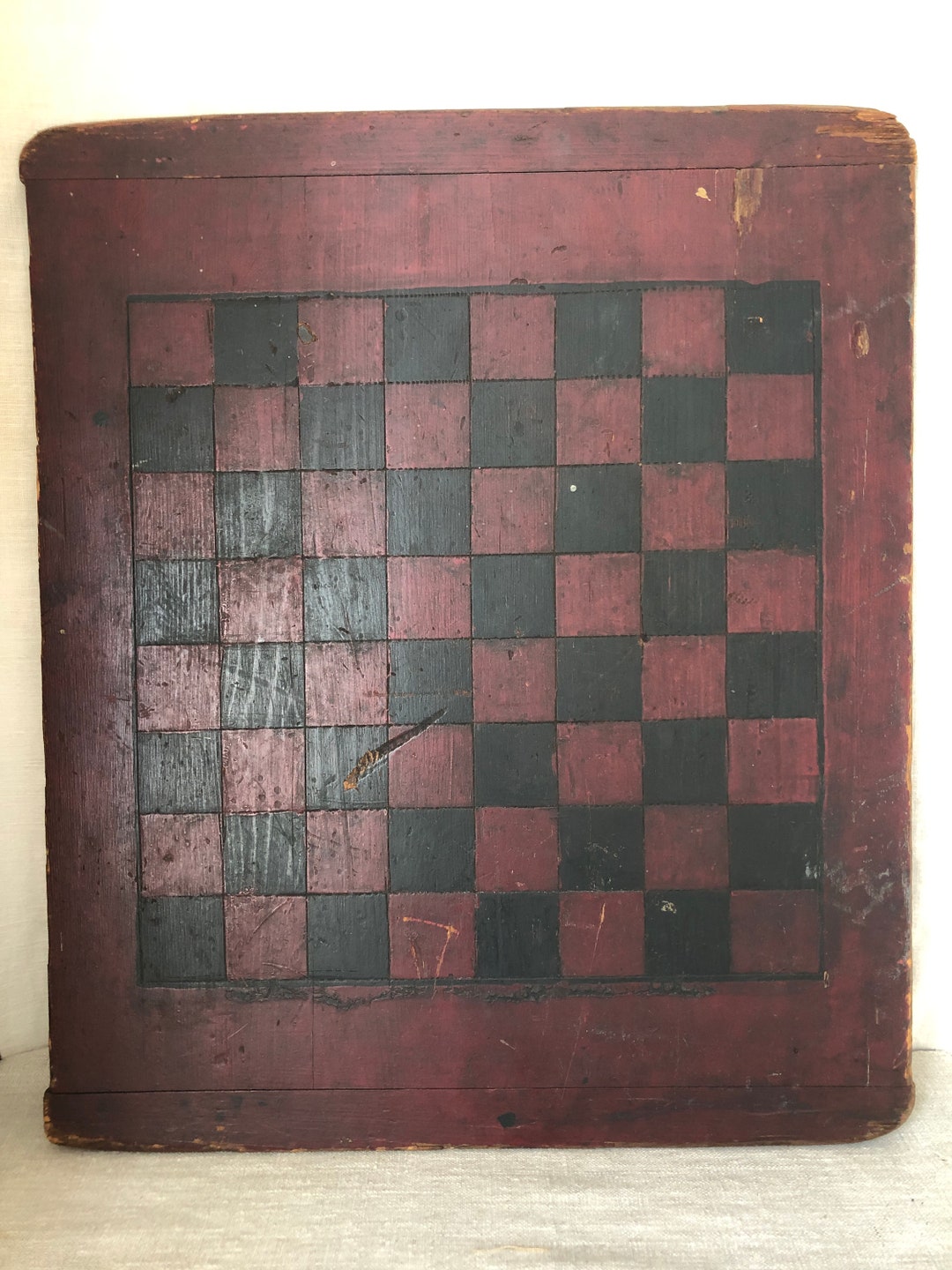 SALE Antique, Wooden Checkerboard in Original Paint, Late 19th C Early ...