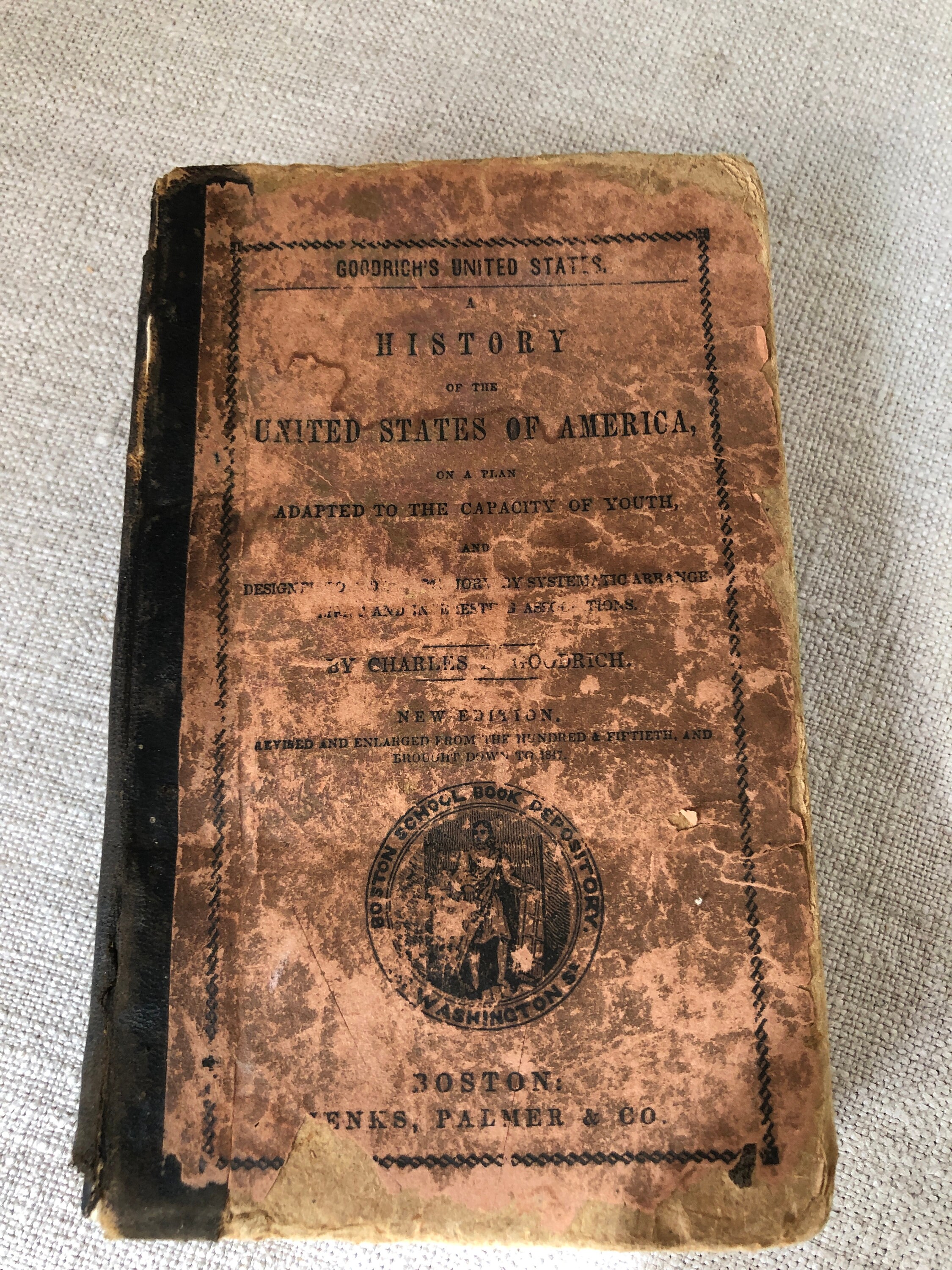 Stack of 19th C School Books, History, Geography, Reading, Lights of ...