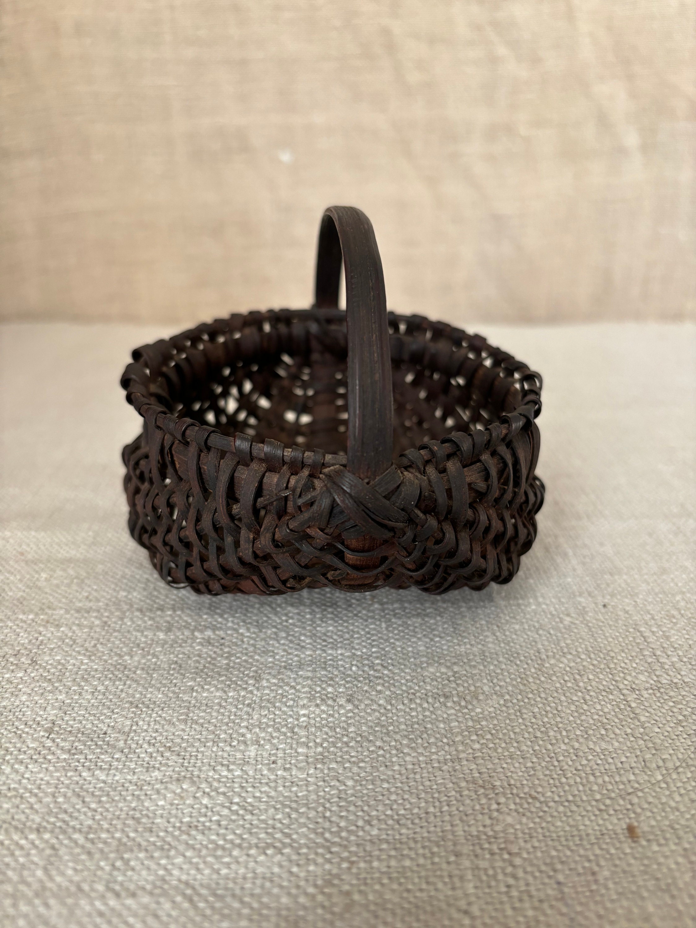 19th Century Miniature Buttocks Basket, Mid 1800s, Dark Ash Aged to ...
