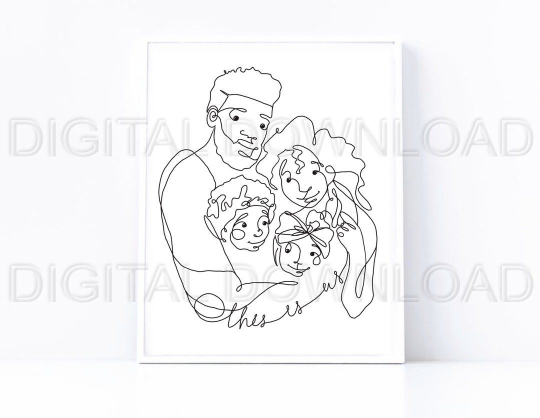 INSTANT DOWNLOAD Familylinedrawing [african American Family] - Etsy