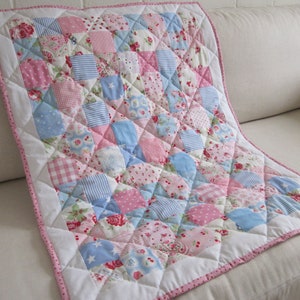Handmade, Hand Quilted Patchwork Cot Quilt - Etsy