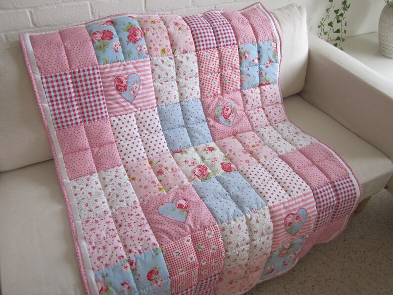 Handmade, Hand Quilted Patchwork Cot Bed Quilt - Etsy
