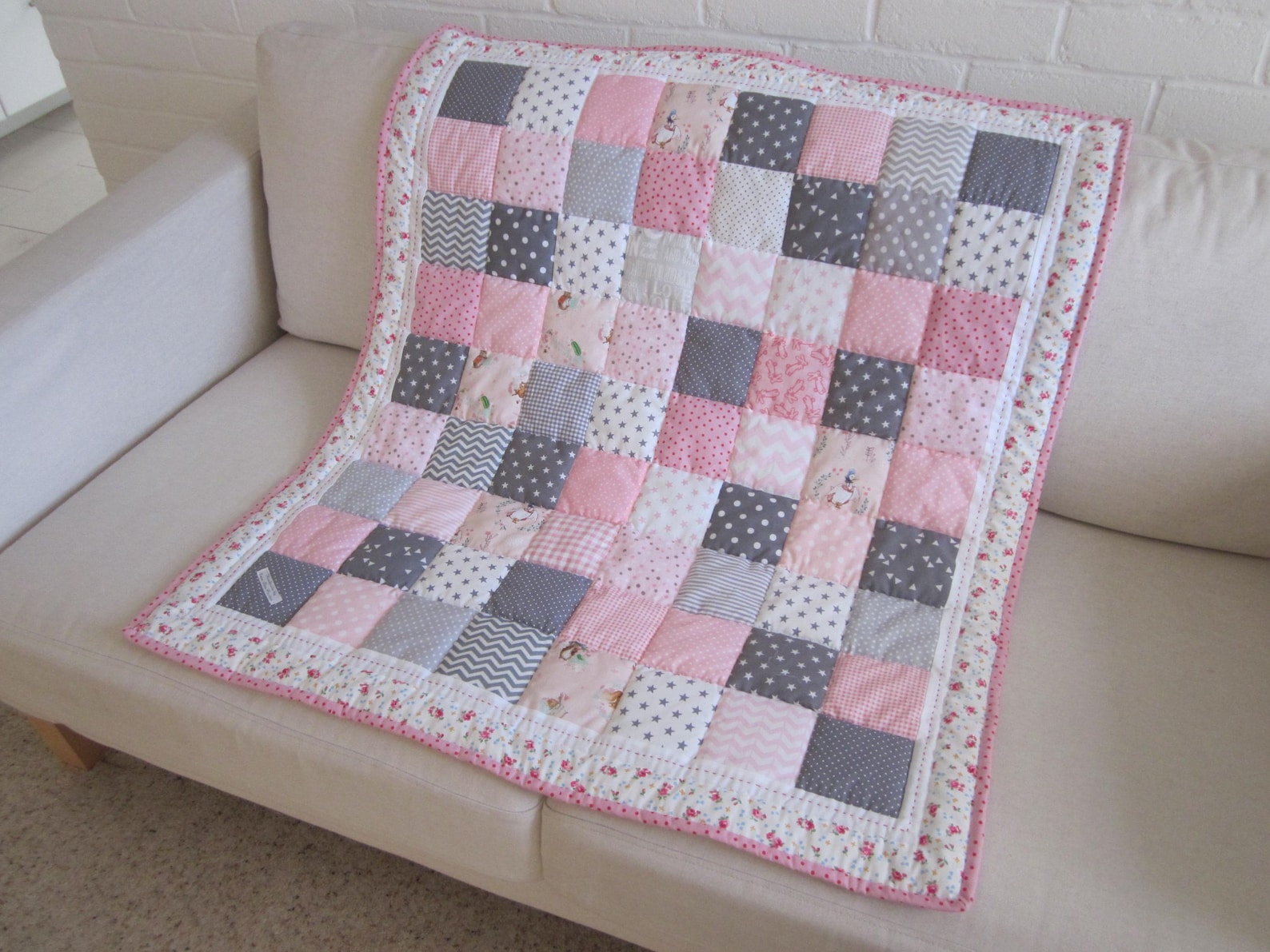Handmade Patchwork Cot Quilt With Beatrix Potter Fabric - Etsy