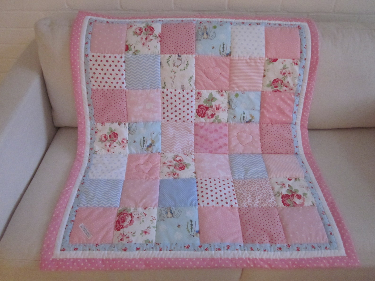 Handmade, Hand Quilted Patchwork Quilt - Play Mat With Beatrix Potter ...