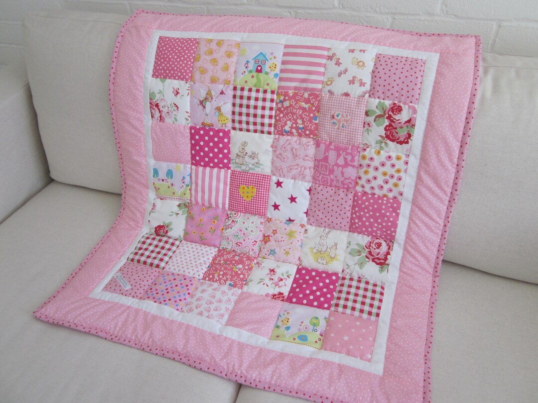 Handmade, Hand Quilted Patchwork Baby Cot Quilt - Etsy