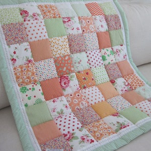 Handmade, Hand Quilted Patchwork Cot Quilt - Etsy