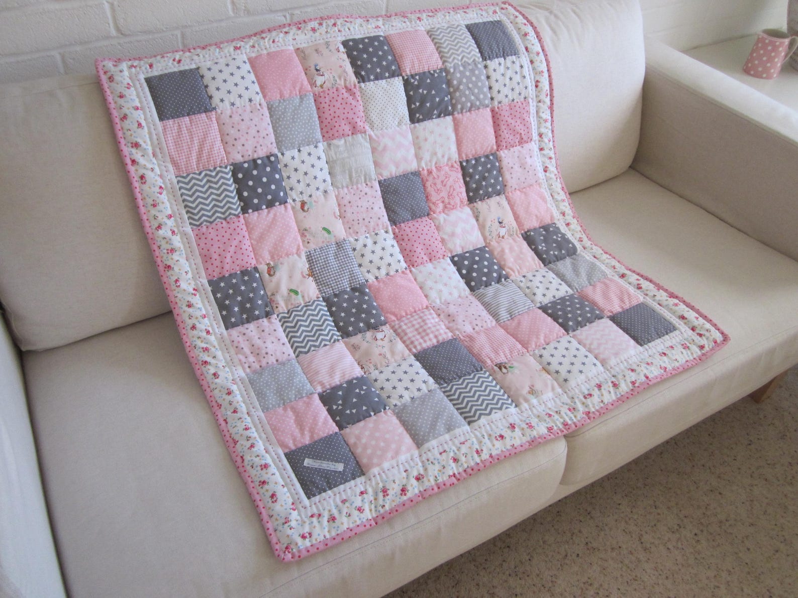 Handmade Patchwork Cot Quilt With Beatrix Potter Fabric - Etsy