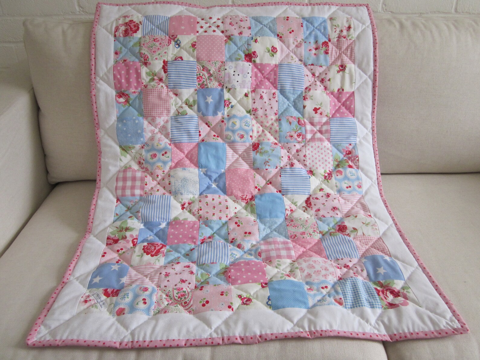 Handmade, Hand Quilted Patchwork Cot Quilt - Etsy