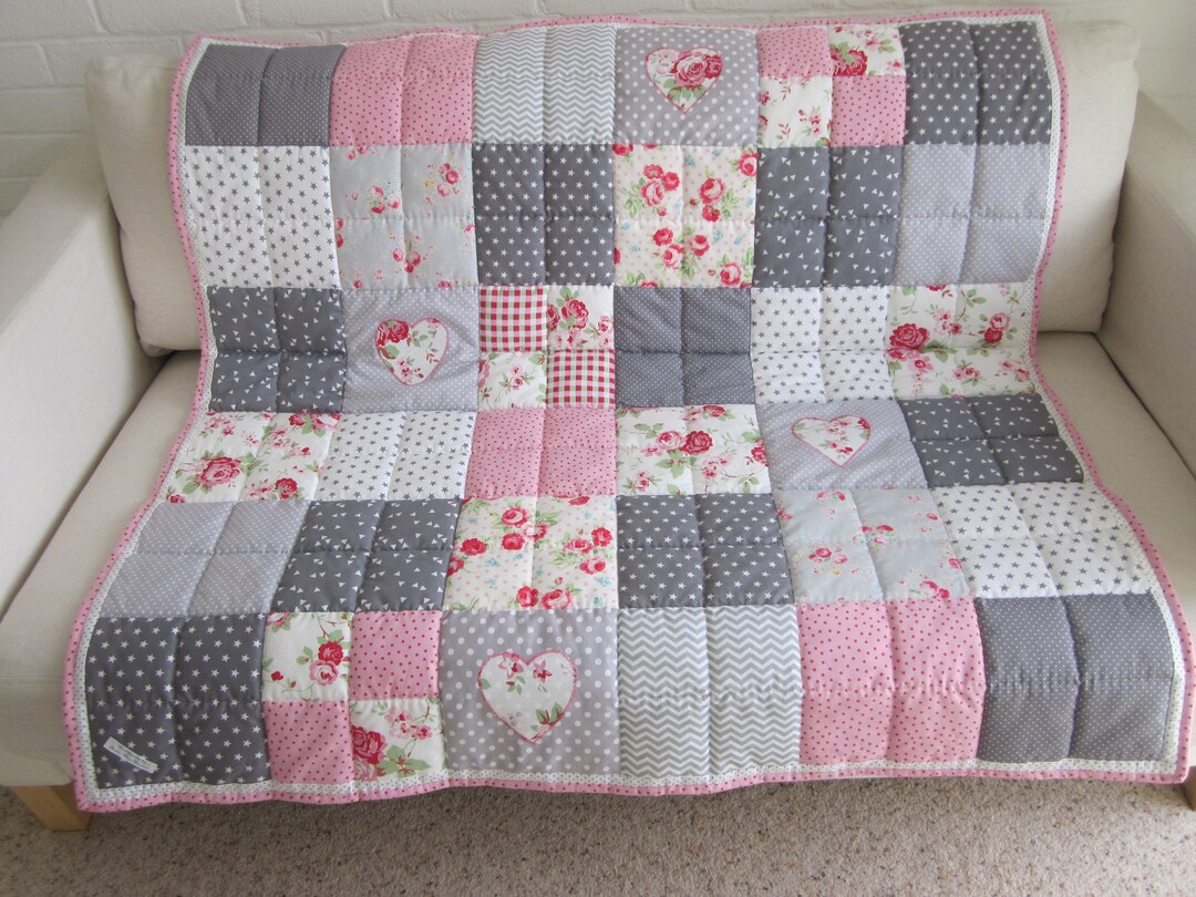 Handmade, Hand Quilted Patchwork Quilt - Throw - Etsy
