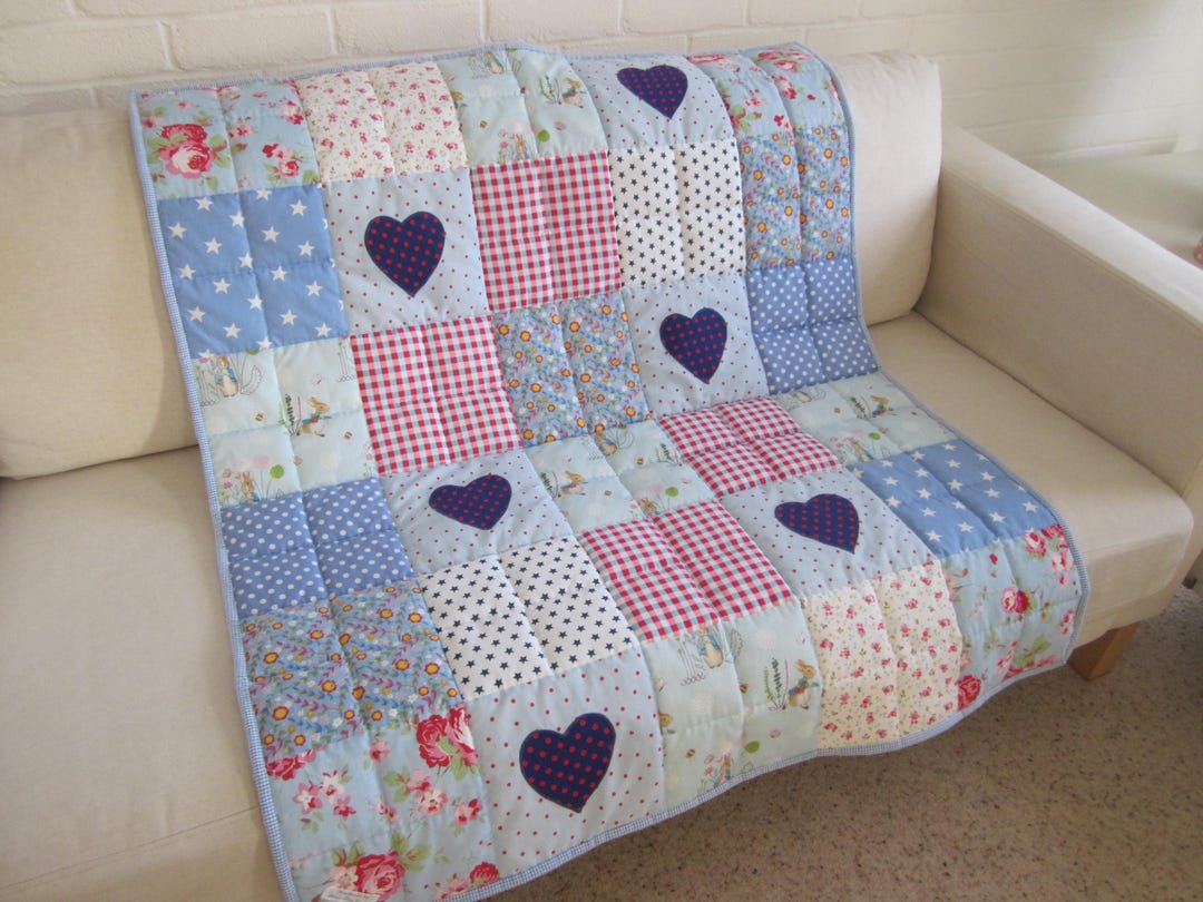 Handmade Patchwork Baby Cot Quilt With Peter Rabbit Fabric. - Etsy