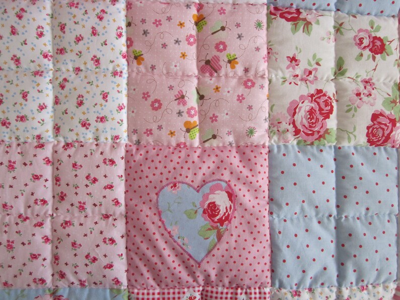 Handmade, Hand Quilted Patchwork Cot Bed Quilt - Etsy