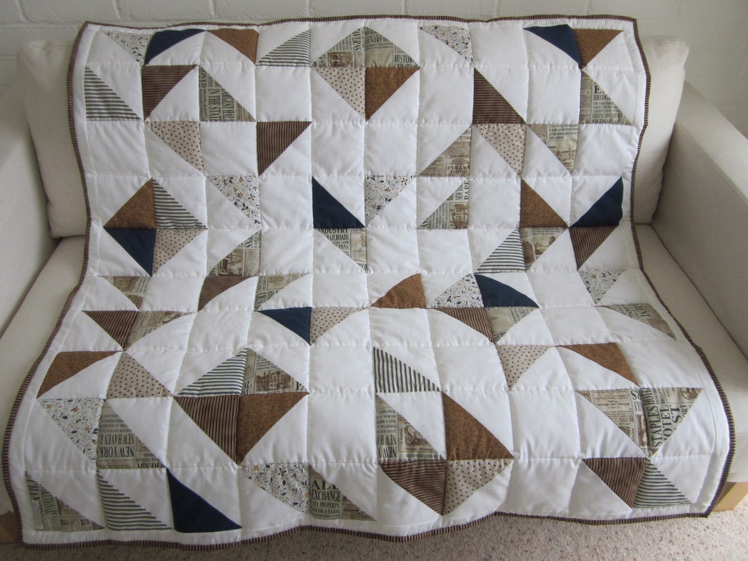 Modern Patchwork Quilt Throw Handmade and Hand Quilted - Etsy