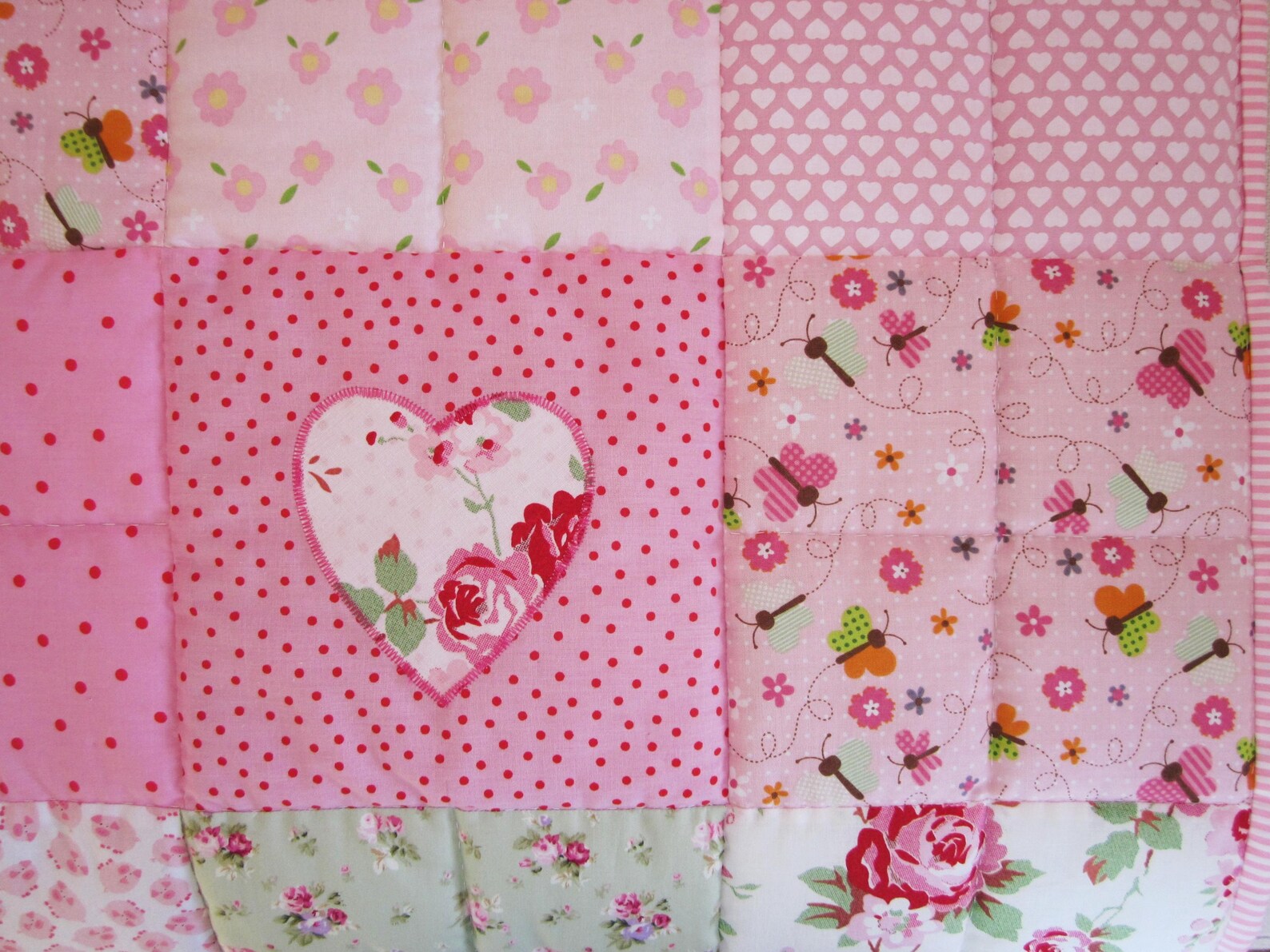 Handmade, Hand Quilted Patchwork Cot - Bed Quilt - Etsy