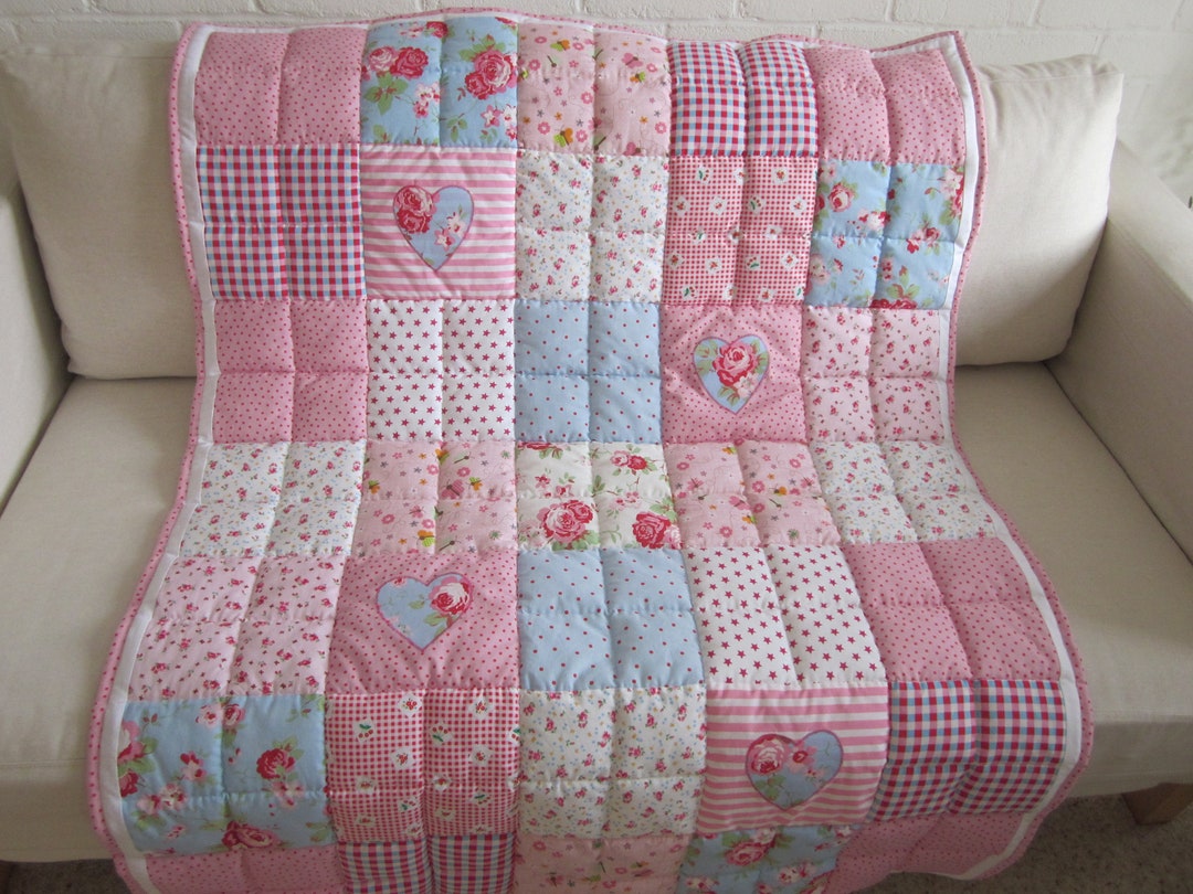 Handmade, Hand Quilted Patchwork Cot - Bed Quilt - Etsy