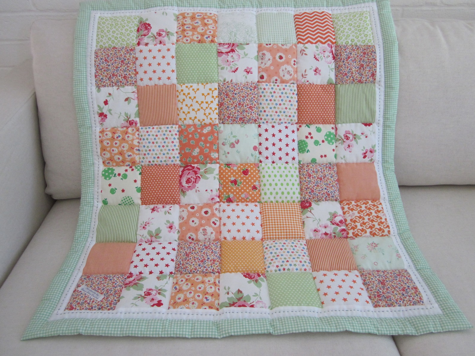 Handmade, Hand Quilted Patchwork Cot Quilt - Etsy