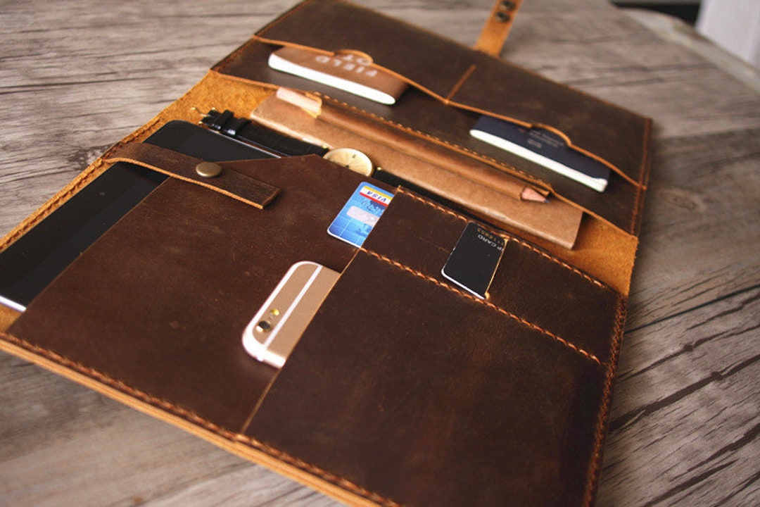 Personalized Leather Portfolio Case: Handmade A4 Padfolio Document ...