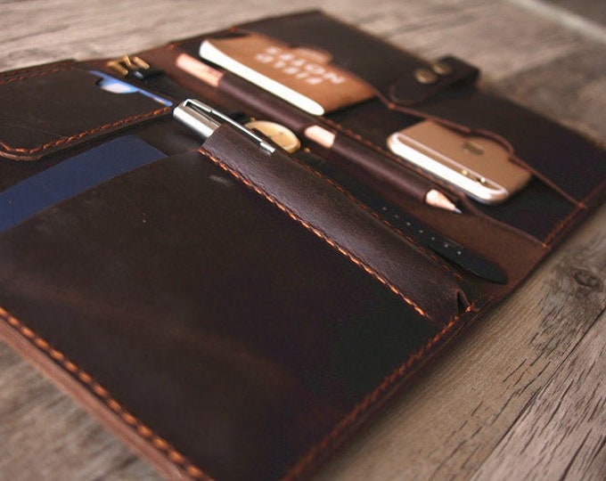 Leather Organizer, Personalized Leather Portfolio Men, Leather Document ...
