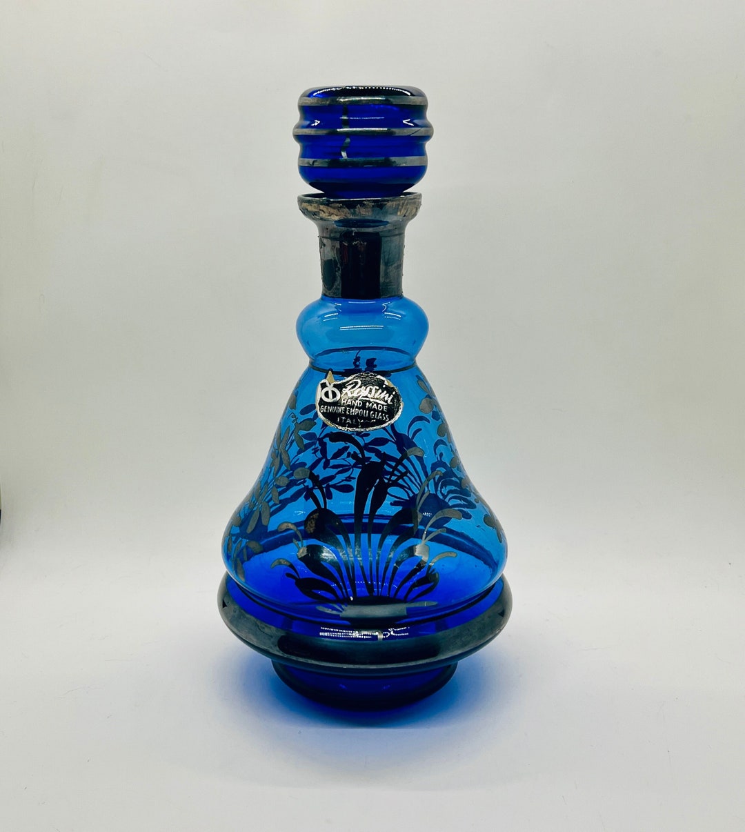 Mid Century Rossini Italy Cobalt Blue Glass Decanter • Silver Trim - Etsy