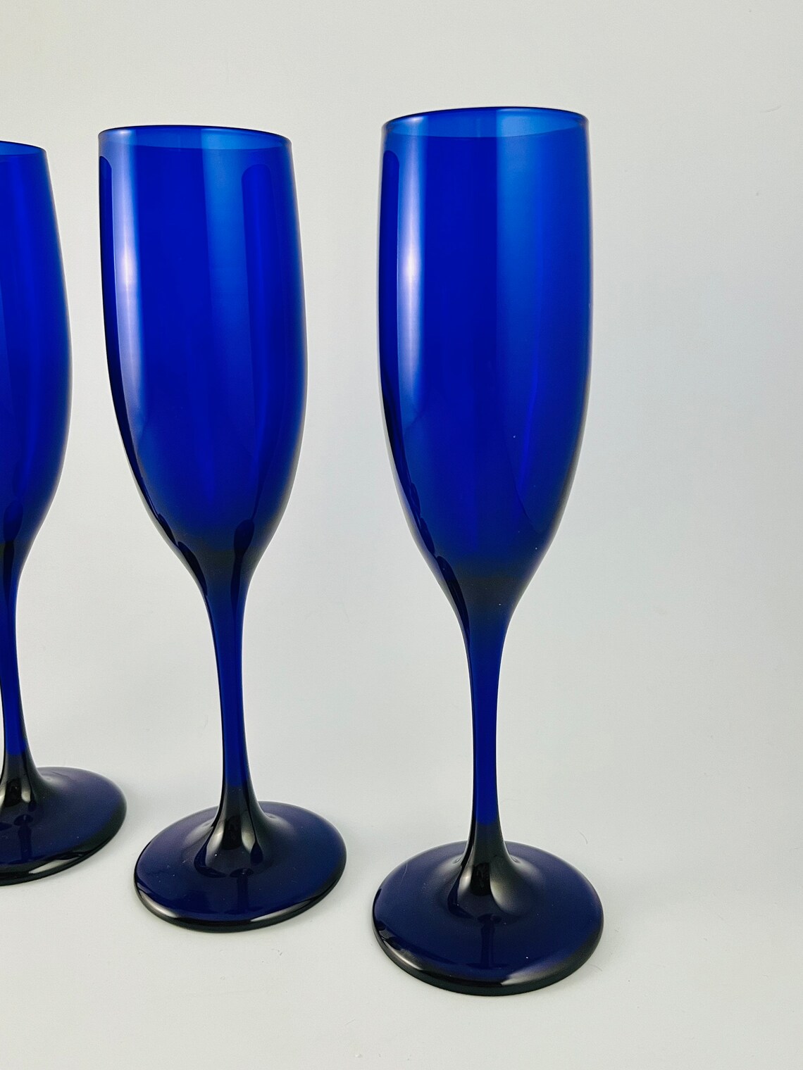 Vintage Libbey Cobalt Blue Glass Champagne Flutes Set of 4 - Etsy