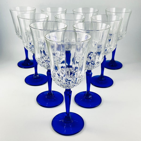 Cobalt Blue Crystal Water Goblets - Etsy