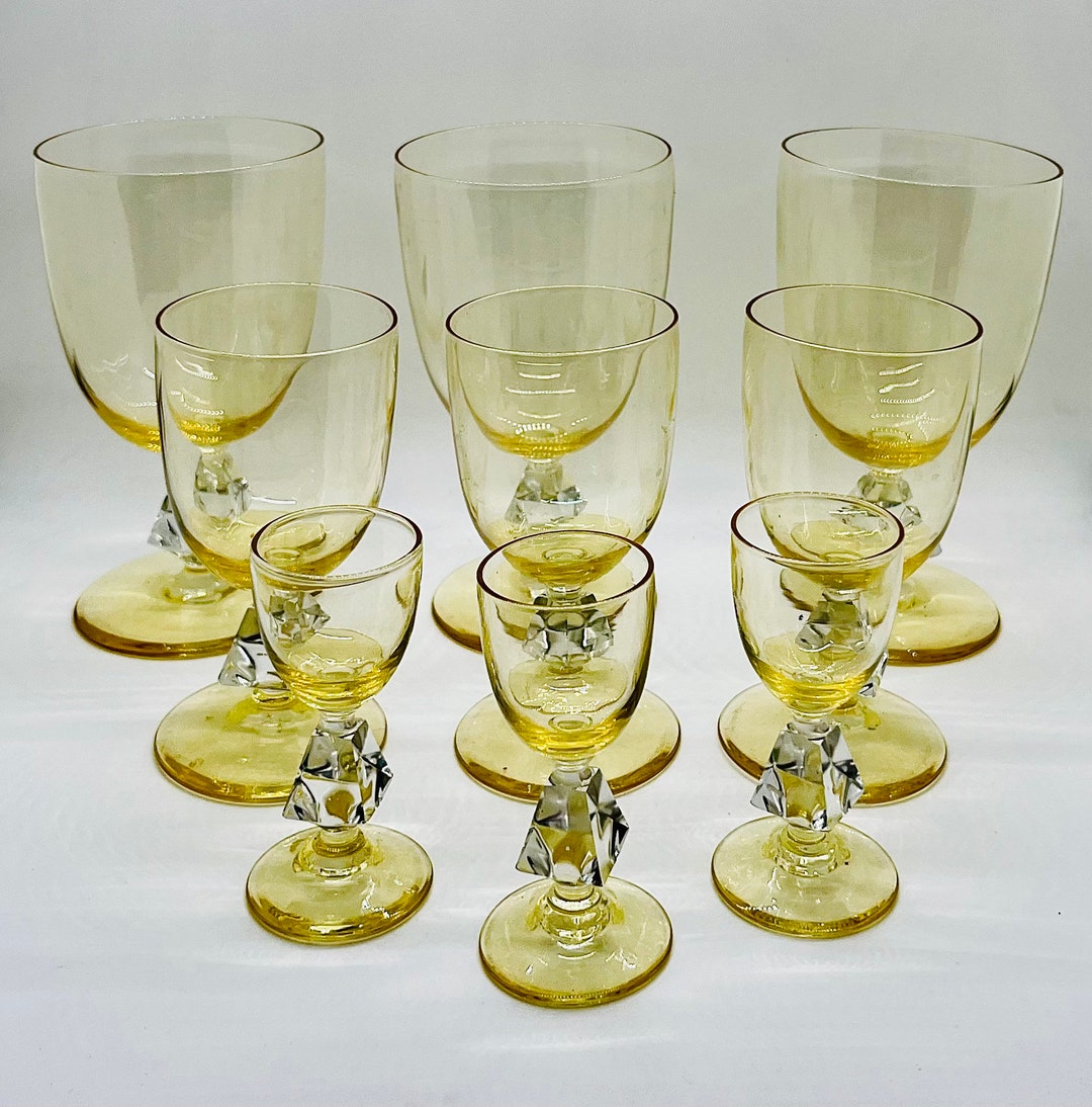 Bryce Aquarius Gold Glass Stemware Set - Etsy