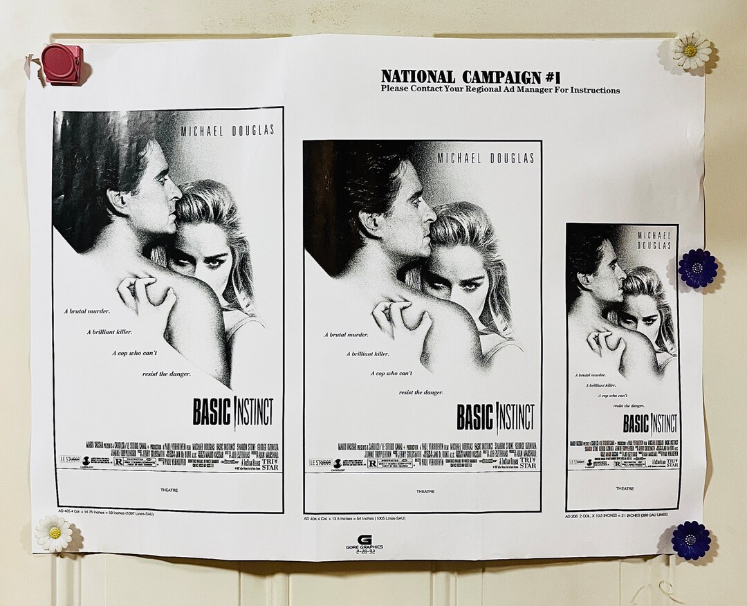 1992 Basic Instinct Theater National Campaign Pre-release Promo Poster ...
