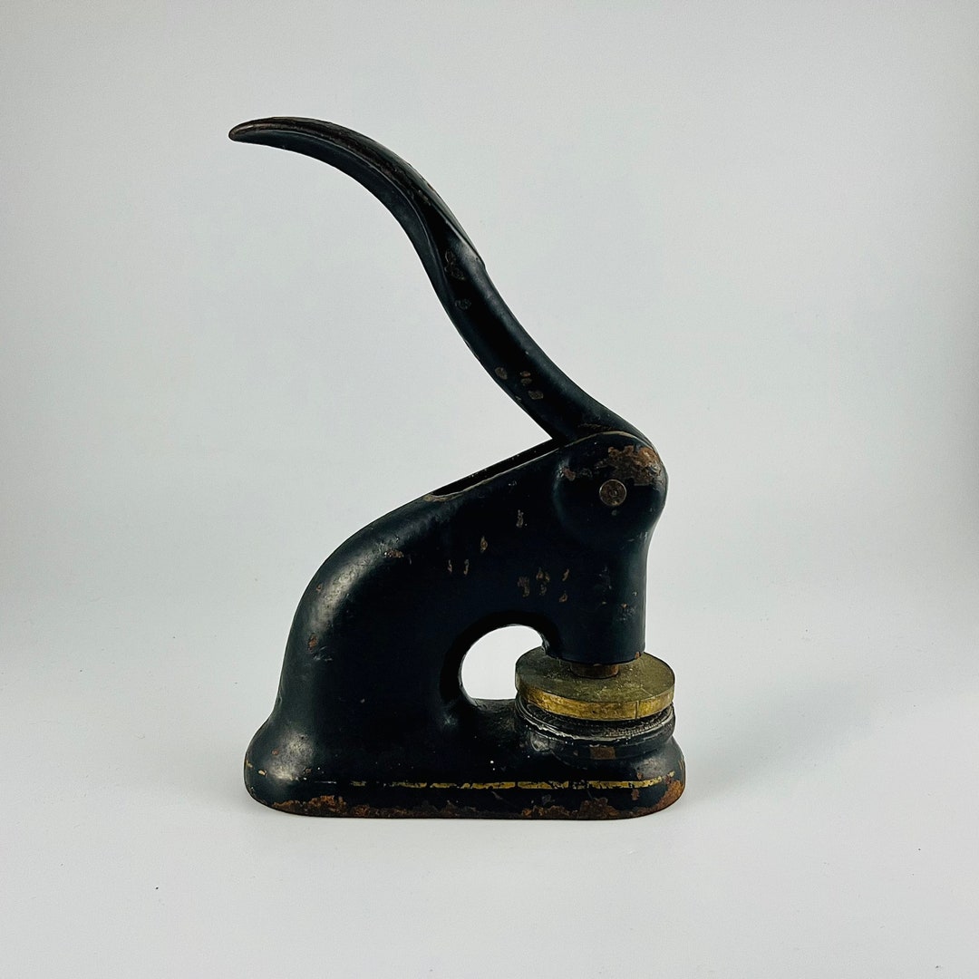 Antique Cast Iron & Brass Metal Workers Association Notary Seal Stamp ...