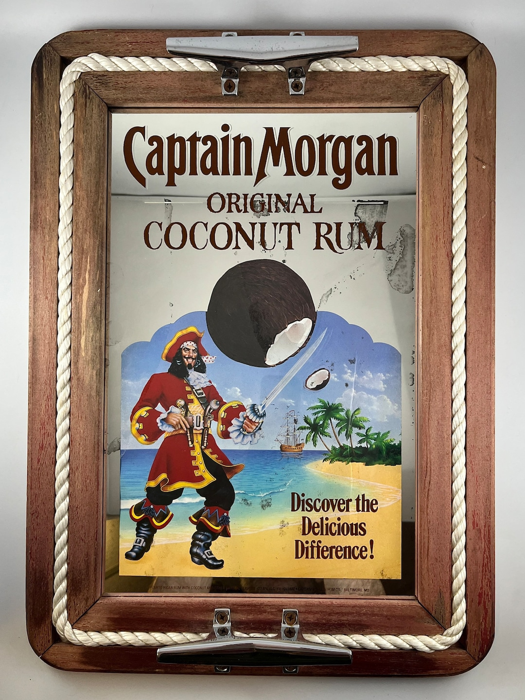Captain Morgans Spiced Rum Wood Rope & Mirror Serving - Etsy