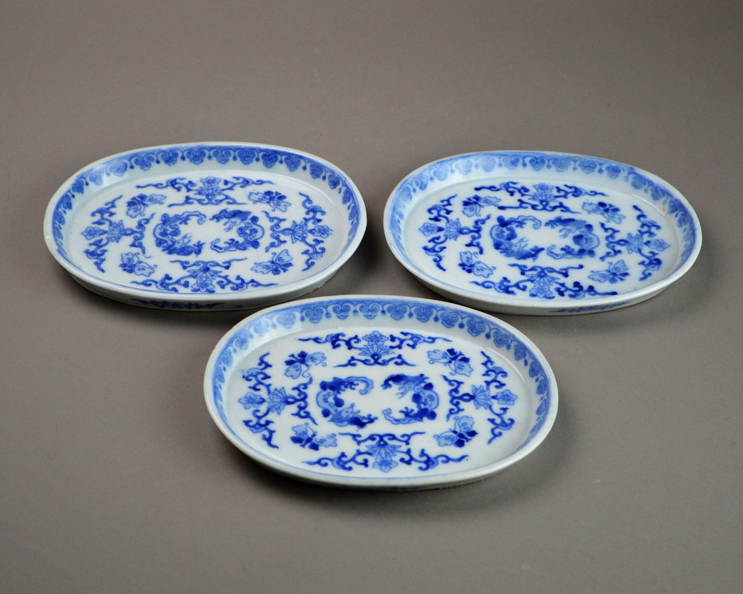 Japanese Antique Blue White Imari Porcelain Plate Set Japanese Baku ...