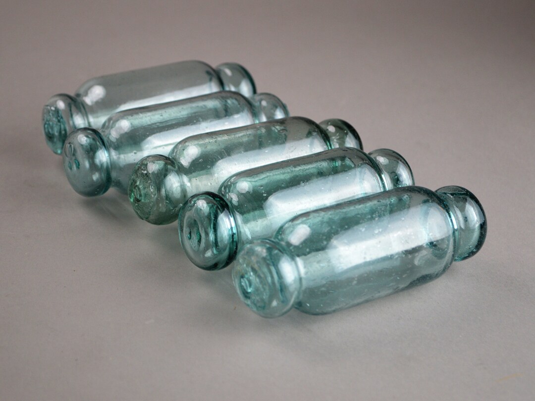 5 Set of Glass Fishing Floats Authentic Vintage Rolling Pin Shape ...