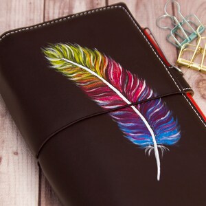 Feather Fauxdori, Travelers Notebook, Faux Leather Journal, Feather ...