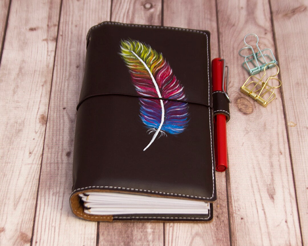 Feather Fauxdori, Travelers Notebook, Faux Leather Journal, Feather ...