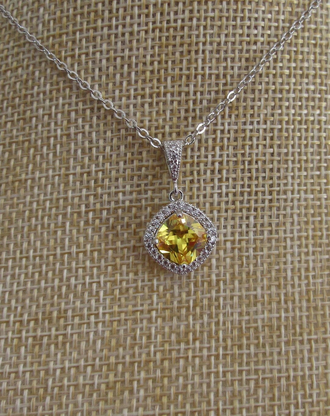Meghan Inspired Citrine Yellow Square Rhinestone Cubic Zirconia Crystal ...
