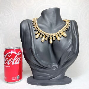 Vintage Teardrop Faux Pearl and Rhinestone Gold Tone Statement Choker ...