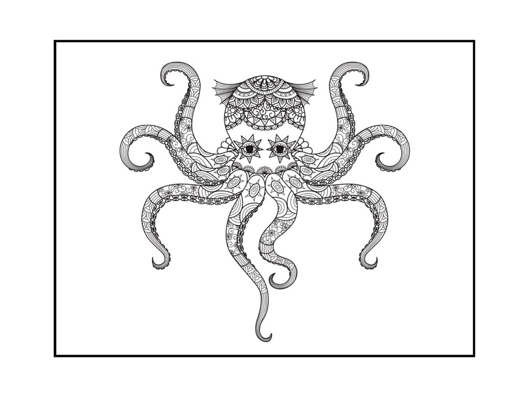 Set of 5 - Zentangle Digital Colouring Sheets of Marine Animals - Etsy