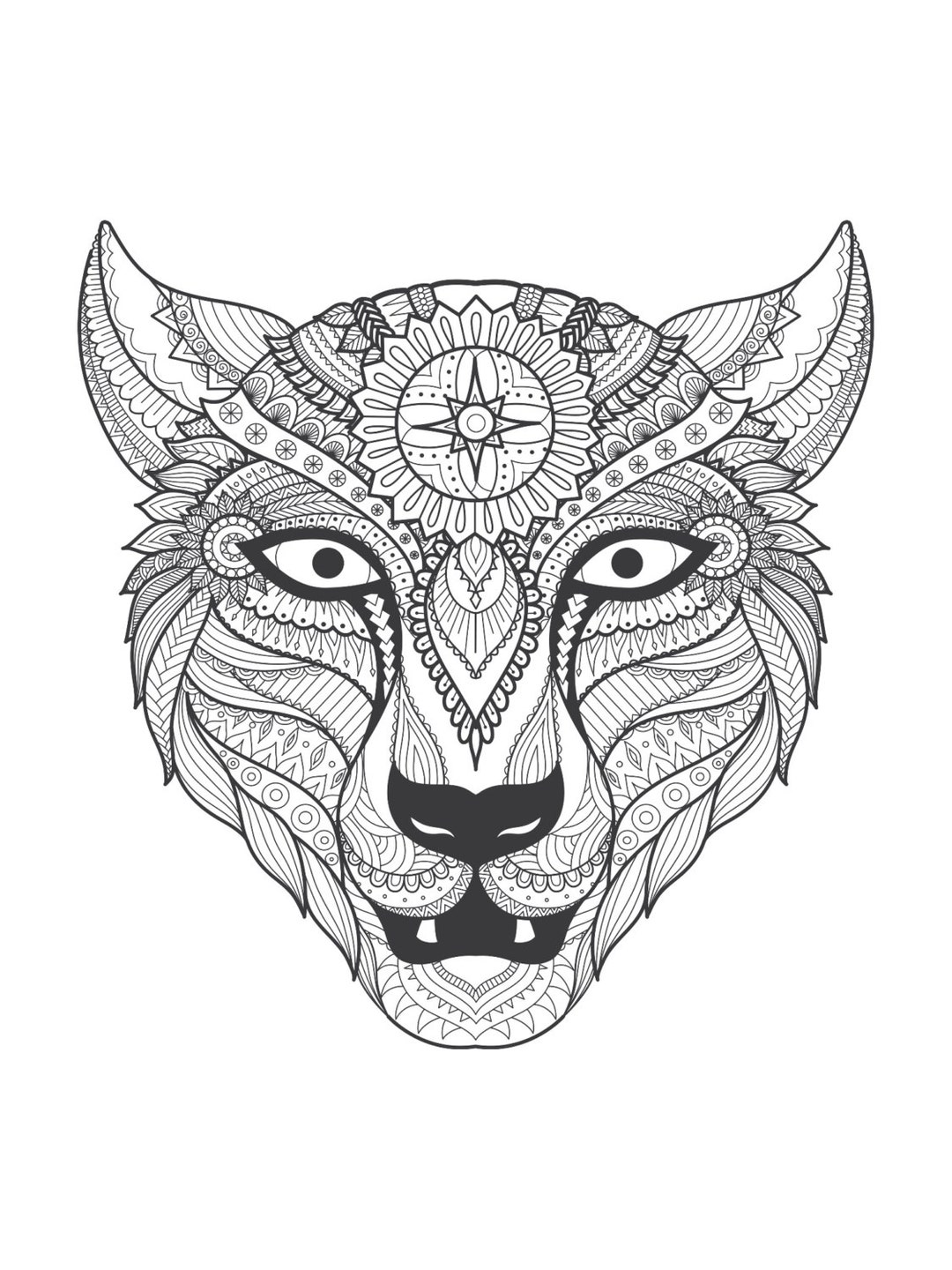 Tiger Zentangle Digital Colouring Sheet - Etsy