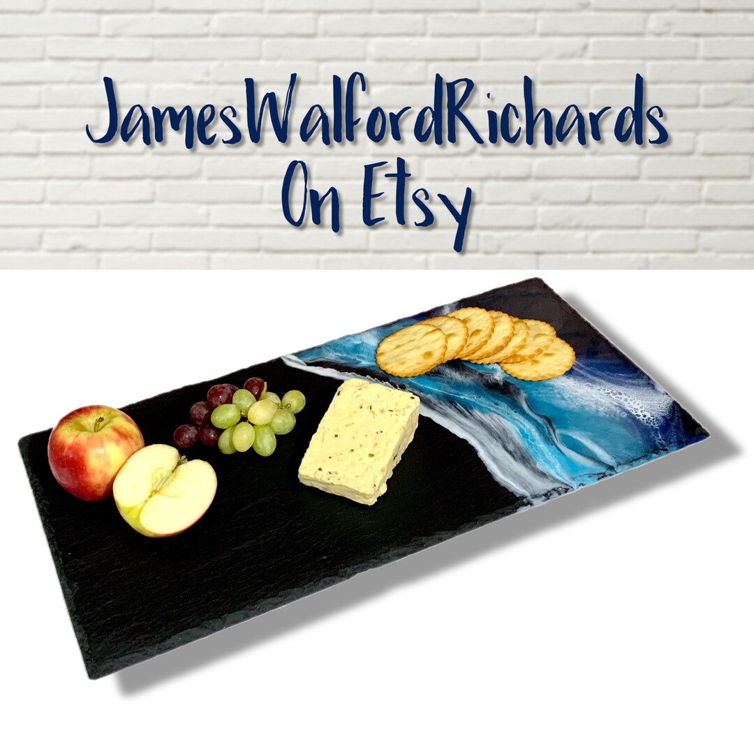 Large Hand Poured Resin Slate Tray Charcuterie Platters With - Etsy