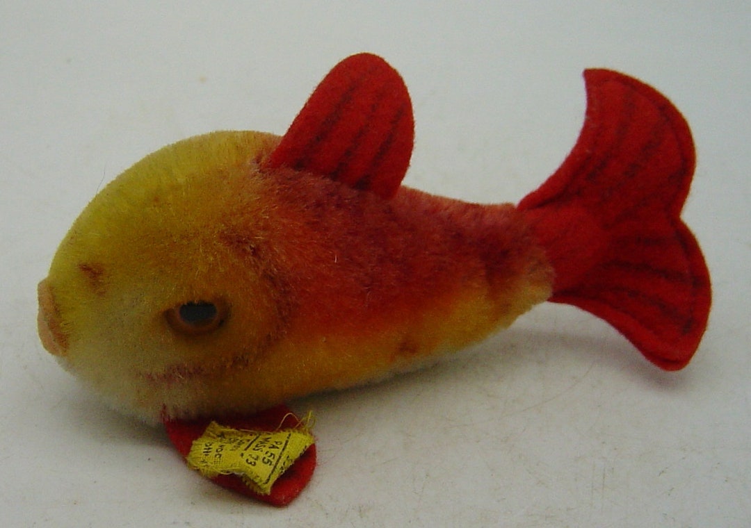 Red Vintage 50s Steiff Mohair Flossy Fish With Button and Tag - Etsy