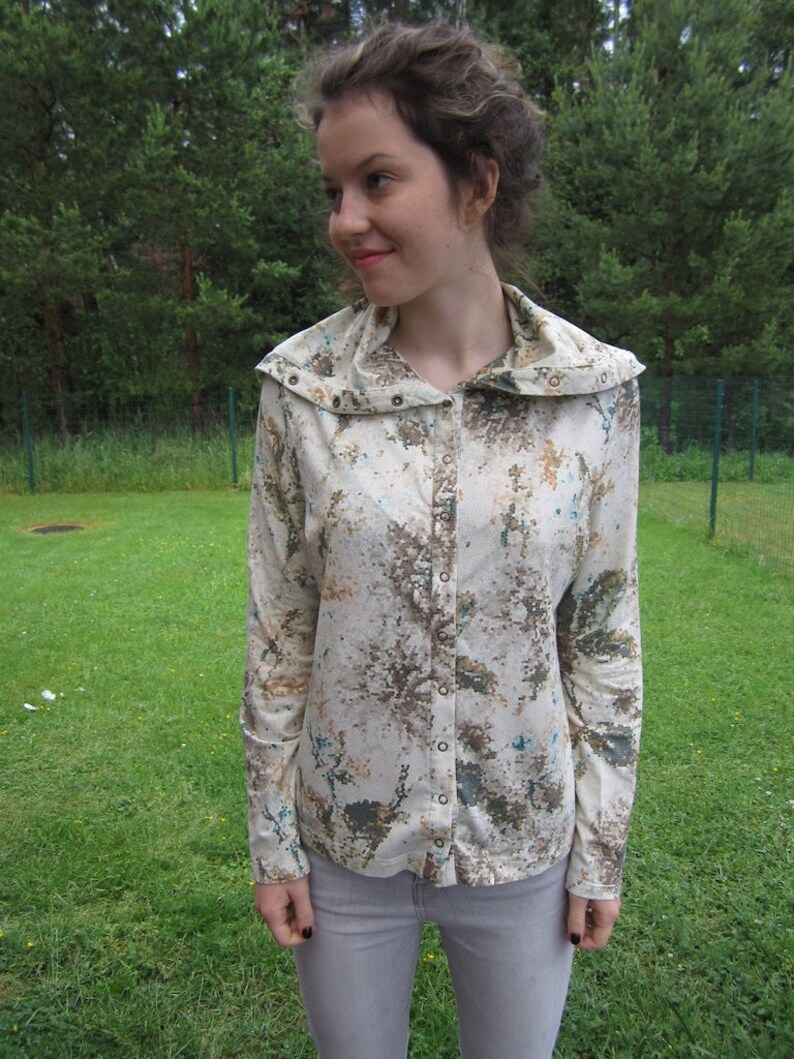 Vintage Women's Patterned Shirt Push-button Shirt Long Sleeve ...