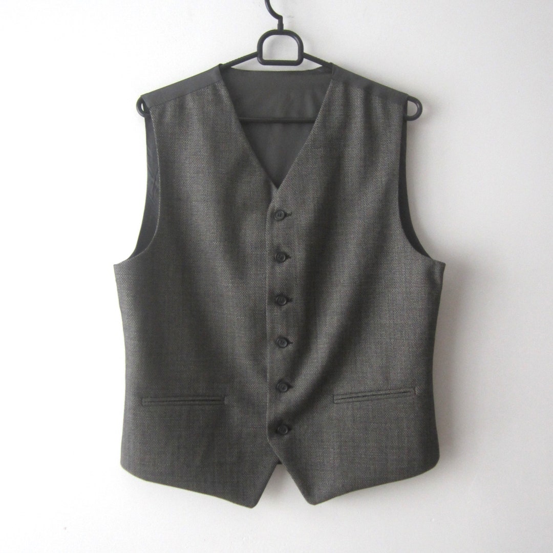 Vintage Grey Gentlemen's Formal Vest Mens Fitted Waistcoat Classic Mens ...