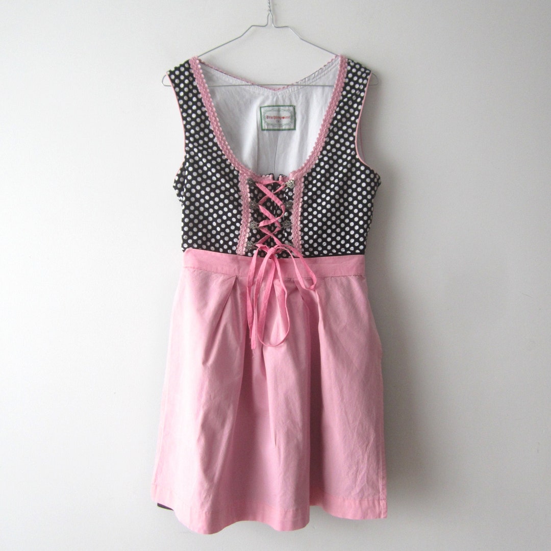 Vintage Dirndl Dress With Apron German Austrian Cotton Dress Polka Dots ...