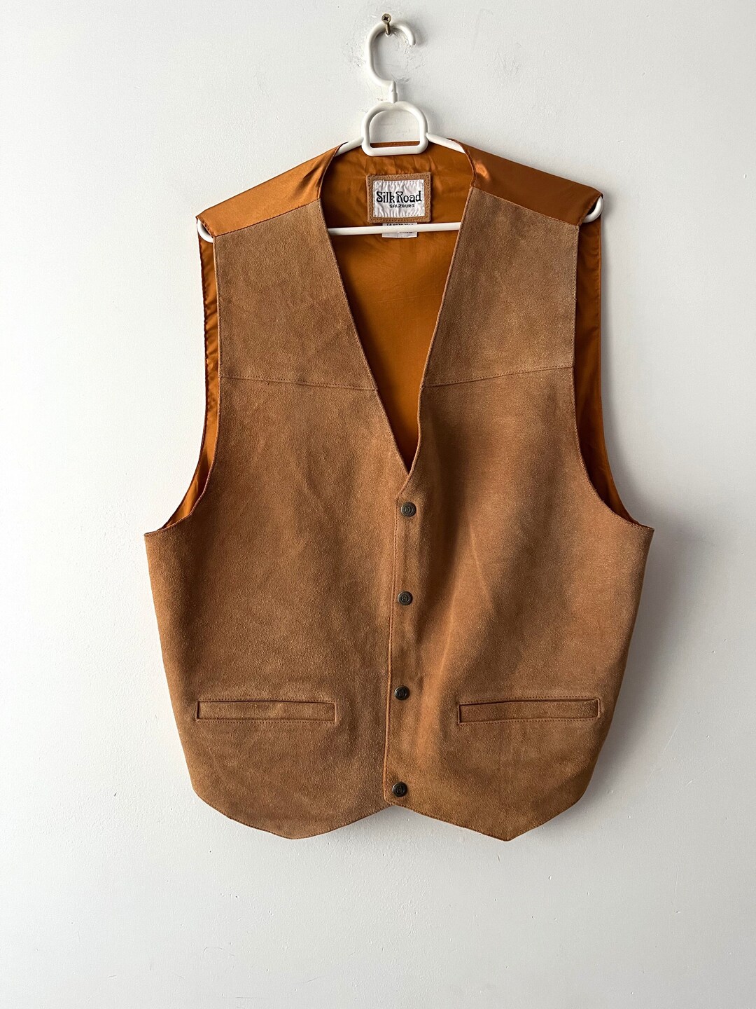 Vintage Leather Vest Push Button Western Biker Rocker Waistcoat Mens Genuine Leather Vest ...