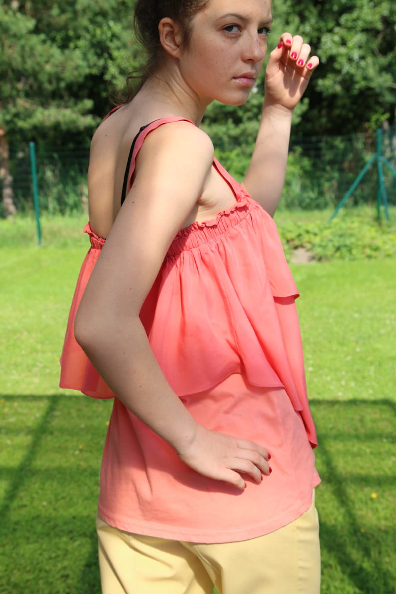 Vintage Comfortable Peach Pink Top Spaghetti Straps Romantic Style ...