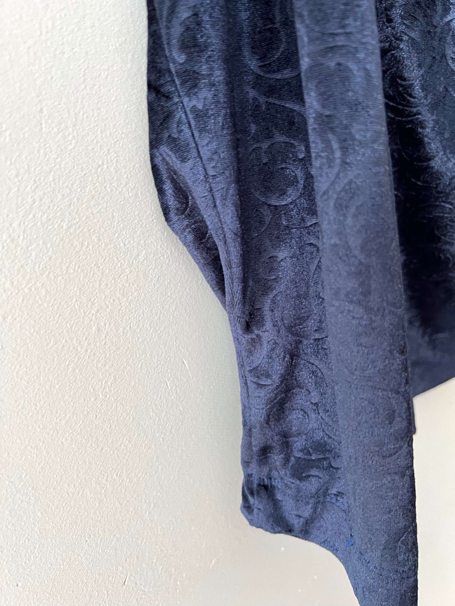 Vintage Comfortable Velvet Blouse Long Sleeve Velvet Top Women's Navy ...