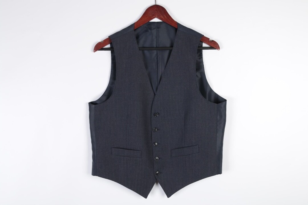 Vintage Dark Grey Gentlemen's Vest Formal Fitted Waistcoat Edwardian ...