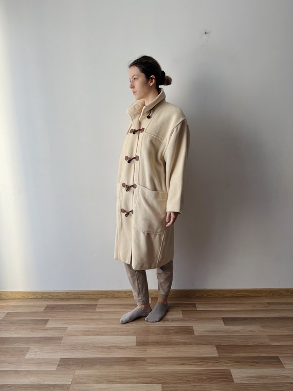 Vintage soft wool coat Duffle Parka Coat Light champa… - Gem