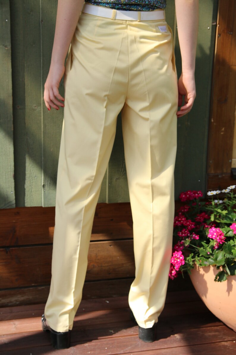 Womens Light Yellow High Waist Pants Classic Elegant Trousers With ...