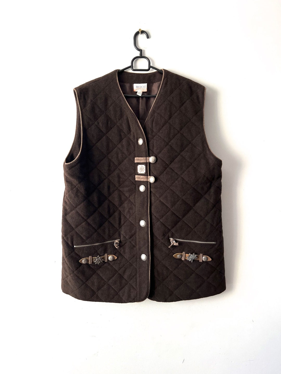 Vintage Large Size Women's Dirndl Vest Austrian German Style Vest Brown ...
